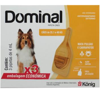Dominal pipeta para cães 25,1 a 40kg 4ml laranja com 3 unidades ...