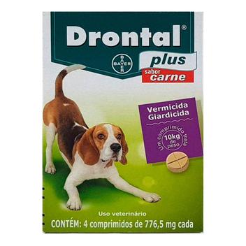 Drontal Plus para Cães de 10 kg Sabor Carne 4 comprimidos - Bayer Pet ...