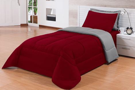 Edredom Solteiro Box 2,20x1,60 Gramatura da Manta 120gr/m2 Vermelho com ...