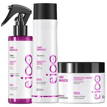 Eico pro Kit Liso Mágico Shampoo 300ml + Máscara Nutritiva 300g + Óleo ...