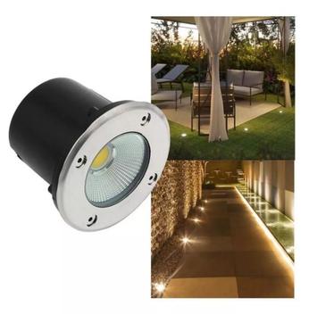 Embutido de solo chão led redondo externo 2700k 6w bivolt ø8x9cm prata ...