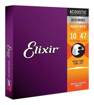 Encordoamento Violão 12 Cordas 010 Elixir Nanoweb 11152 - Cordas para ...