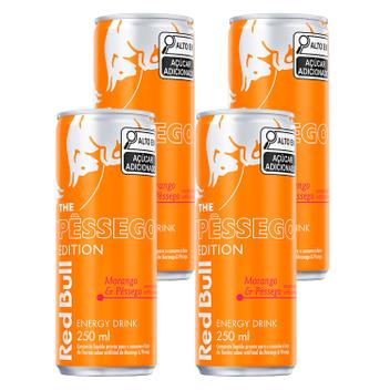 Energético Red Bull Morango e Pêssego 250ml 4 Unidades - Bebida ...