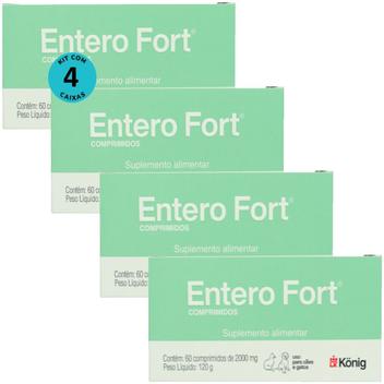 Entero Fort 2000mg Com60 ComprimidosPara Cães e Gatos Kit Com 4 - Konig ...