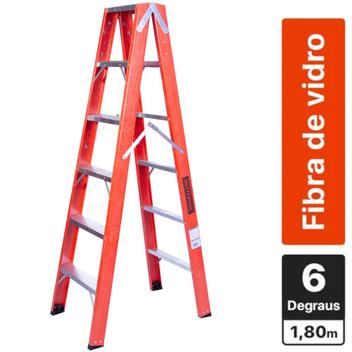 Escada tesoura dupla em fibra de vidro 6 degraus 1,80 m - ESC06180 ...