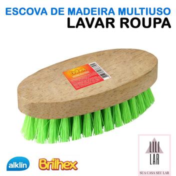 Escova de Lavar Roupa de Madeira Multiuso para Limpeza de Roupa Objetos ...