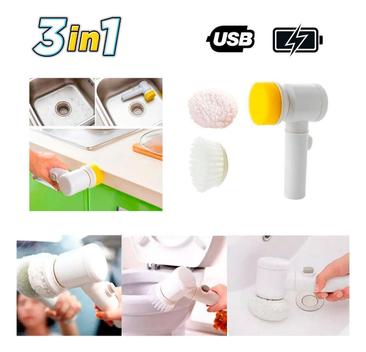 Escova De Limpeza 3Em1 Elétrica Giratória Magic Brush Limp - DRAIK ...