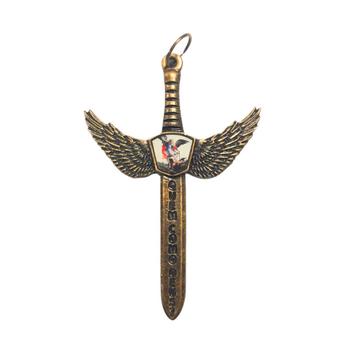 Espada de São Miguel Arcanjo - 08 cm - Pingente - Metal - Ouro Velho ...