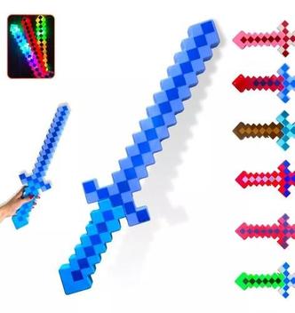 Espada Pixel Minecraft c/ Luz - Ilumine o Mundo dos Blocos! - Royal ...