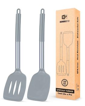 Espátulas de Silicone Solid Turner BUNDLEPRO - Pacote com 2 Unidades (Cinza) - Lâmina e Carga ...