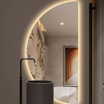 Espelho Led quente 100cm x 50cm meia lua direita botão touch lua metade cortada lapidado - E ...