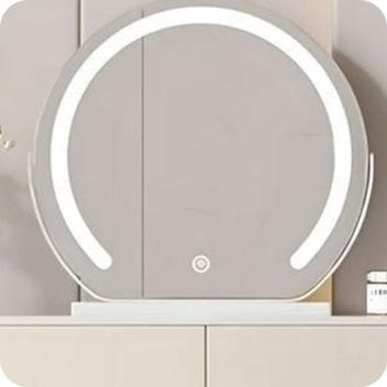 Espelho Redondo 50Cm Com Base de MDF Led Neutro - JR ESPELHOS - Espelho Decorativo - Magazine Luiza