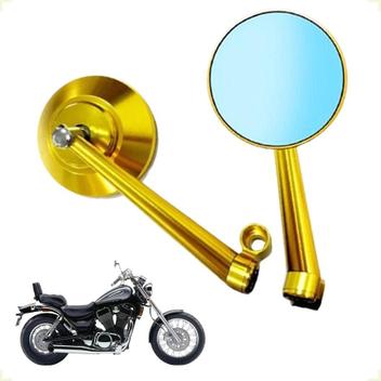 Espelho Retrovisor Universal Redondo Para Motos Custom Dourado Suzuki ...