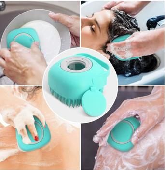 Esponja De Banho Silicone Com Dispenser Massageador Escova Shampoo ...