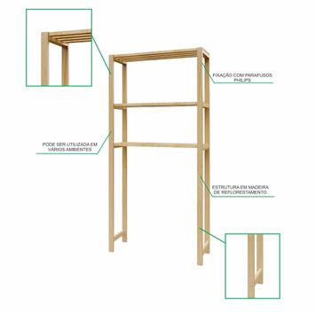Estante Arara P/ Lavanderia P/ Wc E Prateleira Em Madeira - Borges E ...