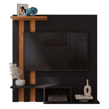 Estante painel home suspensa para sala/quarto tv 32 polegadas preto/freijó - PR PAINEIS ...