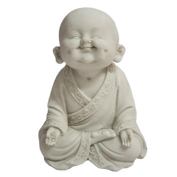 Estátua Baby Monge De Pó De Mármore Branco Sorrindo 18.5Cm - Balisun ...