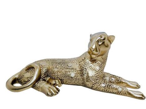 Estatua escultura decorativa Pantera negra, dourada - Ana ceramica ...