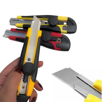 Estilete Emborrachado De Precisão Profissional Cabo 18mm Com Trava ...