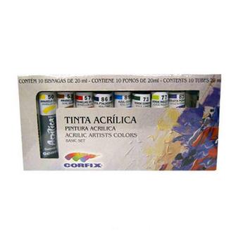 Estojo Tinta Acrílica Corfix 10 Cores 20Ml - Kit para Desenho Técnico ...