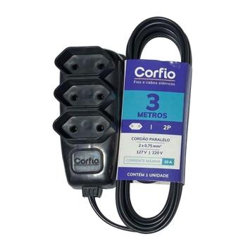 Extensão Corfihome Corfio 2P 10A preto 3 tomadas 3m - Extensão Elétrica ...