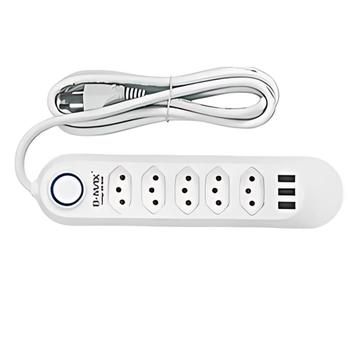 Extensão De Tomada 2M Com 5 Entradas + 3 Entradas Usb 2Metro - B-max ...