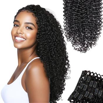 Extensões de cabelo SIYUSI Curly Brazilian Clip In 3C 4A 120g - Mega ...