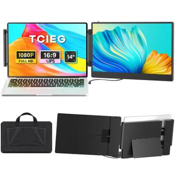 Extensor de tela para laptop TCIEG 14 polegadas FHD 1080P USB-C/HDMI ...