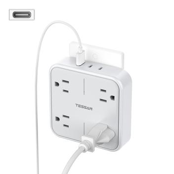 Extensor de Tomada TESSAN - 4 Saídas e 3 Portas USB - Extensão Elétrica ...