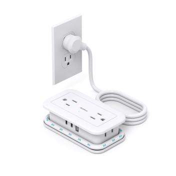 Extensor de Tomadas Addtam 4 Saídas + 3 USB (2 USB-C) - 4 Pés - Branco ...