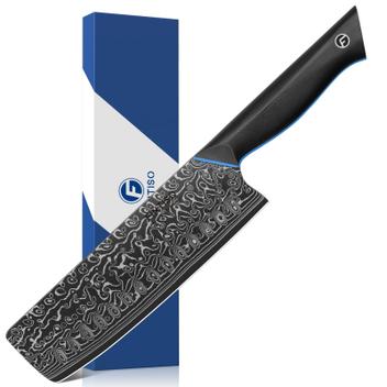 Faca Nakiri FINTISO ZEUS SERIES 17,78 cm em aço damasco de 67 camadas ...