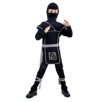 Fantasia Ninja Preto e Cinza Longo Infantil - Guerreiro Ninja ...