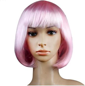 Fantasia Peruca Curta Rosa Claro Cosplay Festas Eventos - CM Presentes ...