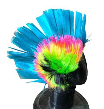 Fantasia Peruca Moicano para festa Colorida Punk Rock - Mor - Perucas ...