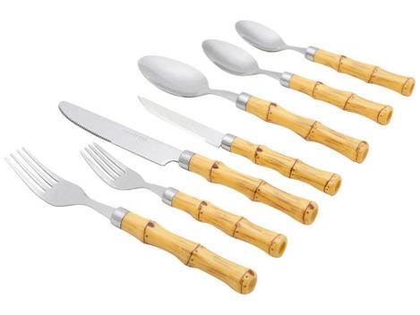 Faqueiro Bon Gourmet Inox Bambu - com Organizador de Talher 42 Peças ...