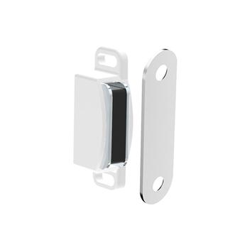 Fecho Magnético Branco Com Chapa Metálica Para Porta de Armário Bigfer ...
