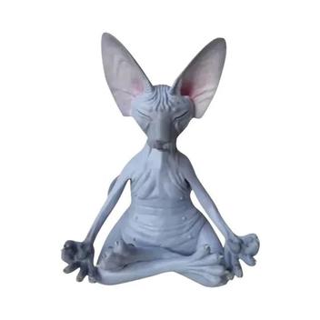 Feliz Gato Buda Esfinge Estatueta Meditação Yoga Arte Decoração Jardim ...