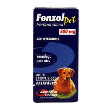 Fenzol Pet 500mg 6 comp Vermífugo Cães Agener União - Vermífugo Pet ...