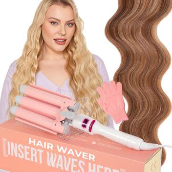 Ferro de ondulação de cerâmica Hair Waver INH de 3 cilindros para ondas ...