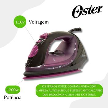 Ferro de Passar a Vapor Cerâmica Oster Preto e Roxo, Viagem, Steamer ...