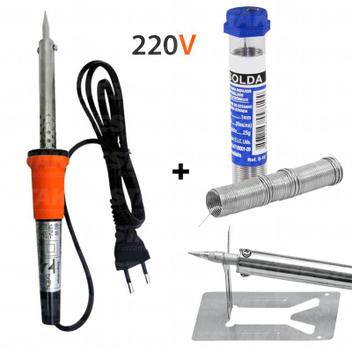 Ferro de Solda Estanho 60W Com Base de Ferro 220V Eletrônica Celular Soldar Profissional ...