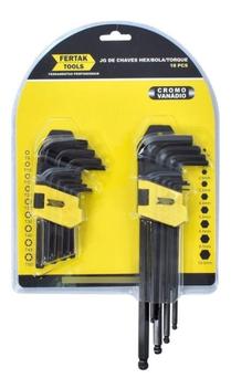 Fertak Jg Chaves Hexagonal Ponta Bola/allen Torque Torx 18pc - Jogo de ...