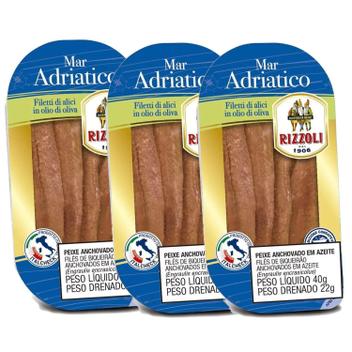 File De Anchovas Italiano Rizzoli 40G (3 Latas) - Anchova / Aliche ...