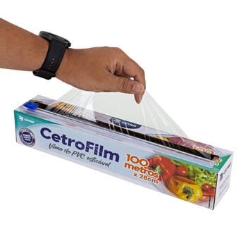 Filme PVC Esticável 28cm x 100 metros Transparente em Rolo e Caixa com ...