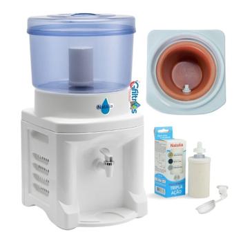 Filtro de Água Natalia 8.6 L com CUBA DE BARRO e Vela Tripla Ação e ...
