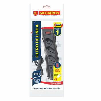Filtro De Linha Megatron Bivolt 4 Tomadas 1m Preto - Filtro de Linha ...