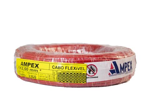 Fio Cabo Flexível 2,5mm 100m C/ Inmetro Anti-chamas Vermelho - AMPEX ...