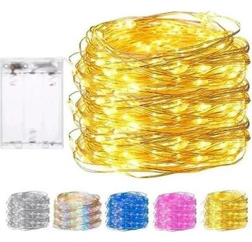 Fio Fada Cordão De Led 10 metros 100 Leds Função Pilha COLORIDO ...