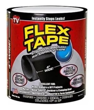 Fita Adesiva Flex Tape 10cm x 1,50m - Impermeável - Preto - Fita ...