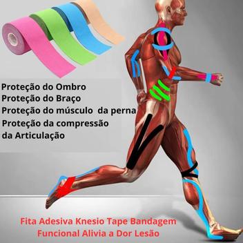 Fita Adesiva Knesio Tape Bandagem Funcional Alivia a Dor Lesão Fita Kinesiologic Tape ...